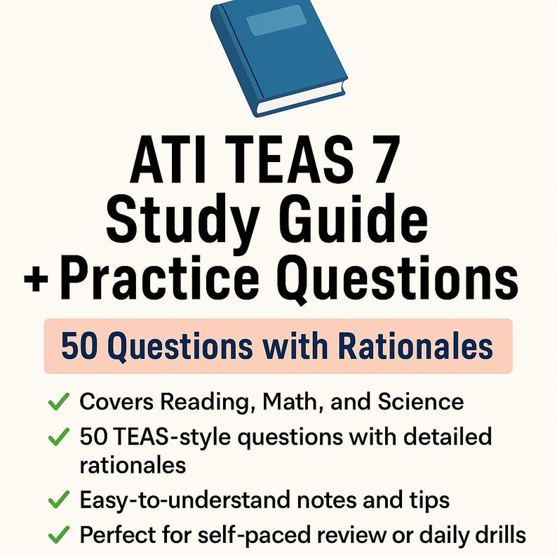TEAS 7 Study Guide: Nursing School Entrance Exam Prep (printable PDF ...