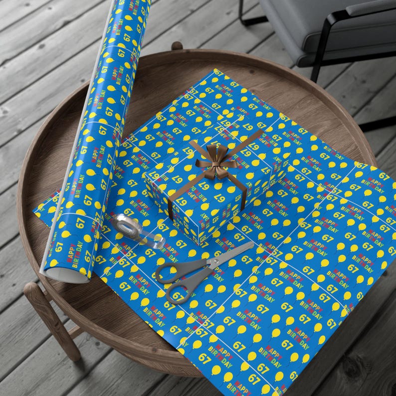 67 Themed Birthday Gift Wrap Paper Fun, Whimsical, Festival, Birthday ...