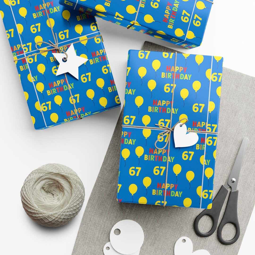 67 Themed Birthday Gift Wrap Paper Fun, Whimsical, Festival, Birthday ...