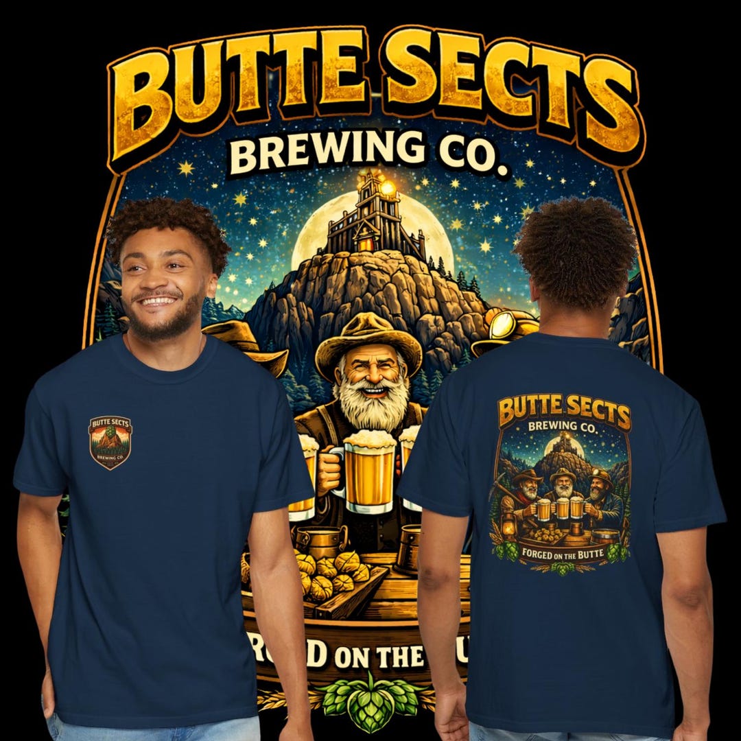 Butte Sects Brewing Co. Forged on the Butte Double Sided Tee - Etsy