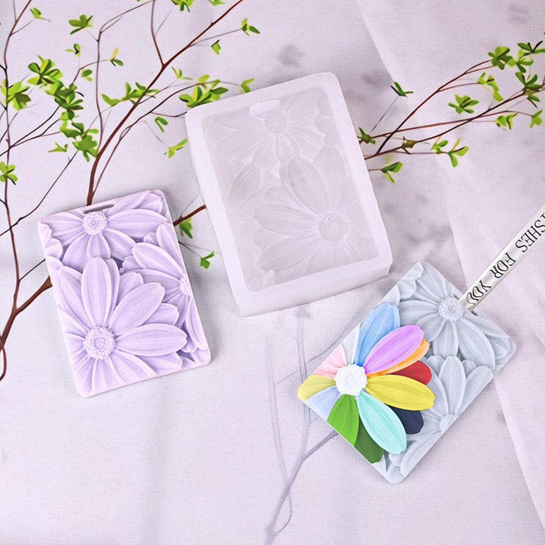 Embossed Daisy Floral Silicone Mold Handmade DIY Silicone Mold for Car ...