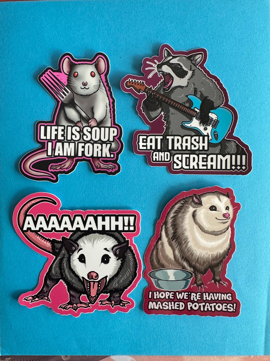 Sticker Bundle Deal Screaming Possum, Raccoon, White Rat, Mashed ...