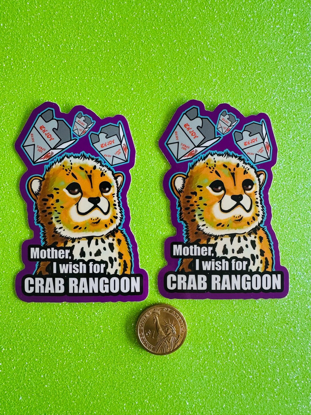 Mother, I Wish for Crab Rangoon Baby Cheetah Cub Set of 2 Stickers From ...
