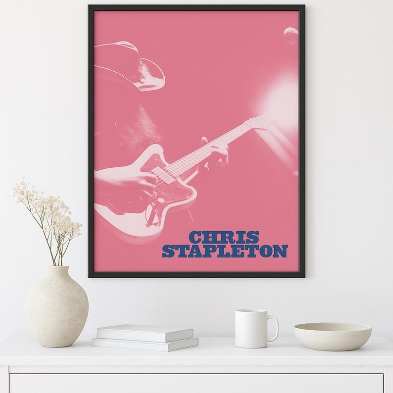 Chris Stapleton Poster, Pink and Navy, Digital Download, Instant ...