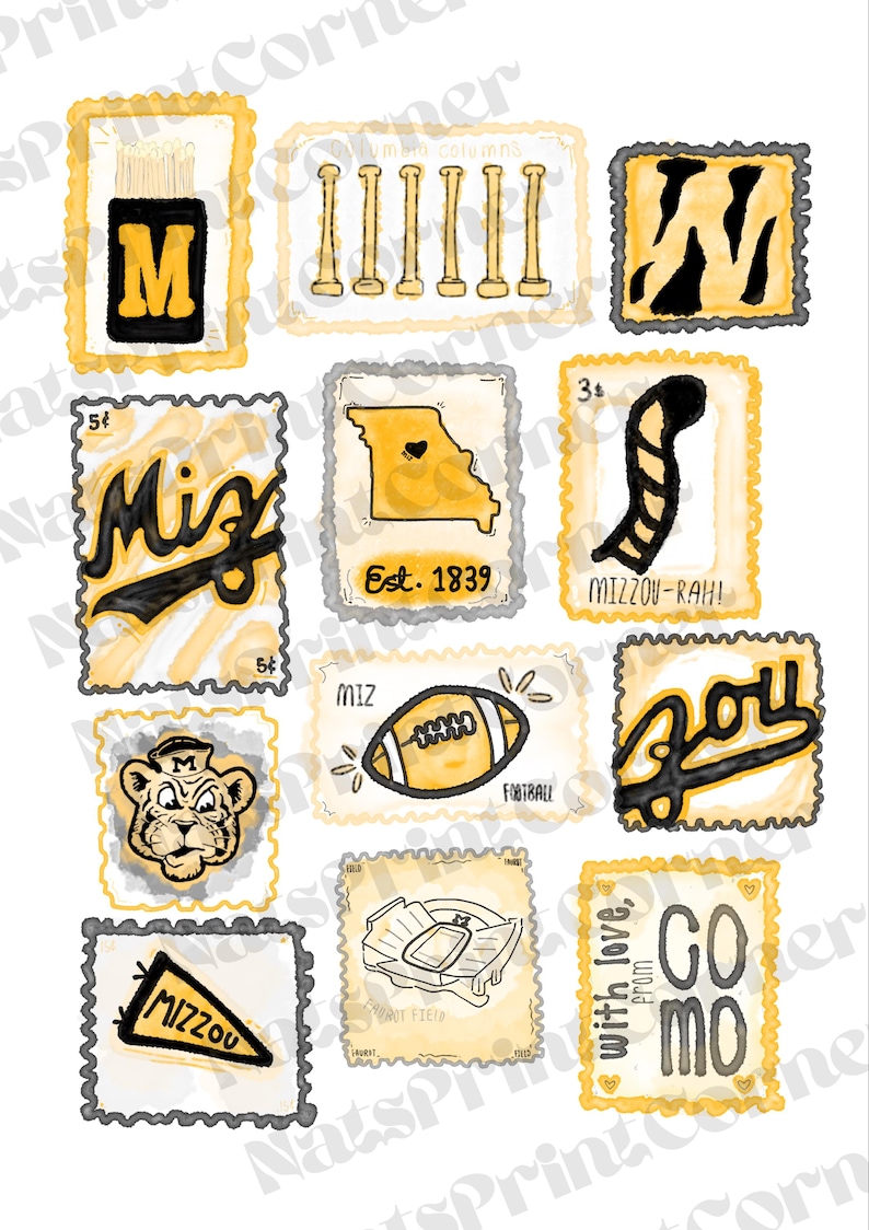 Mizzou Stamp Poster Print - Digital Download - Mizzou Digital Download ...