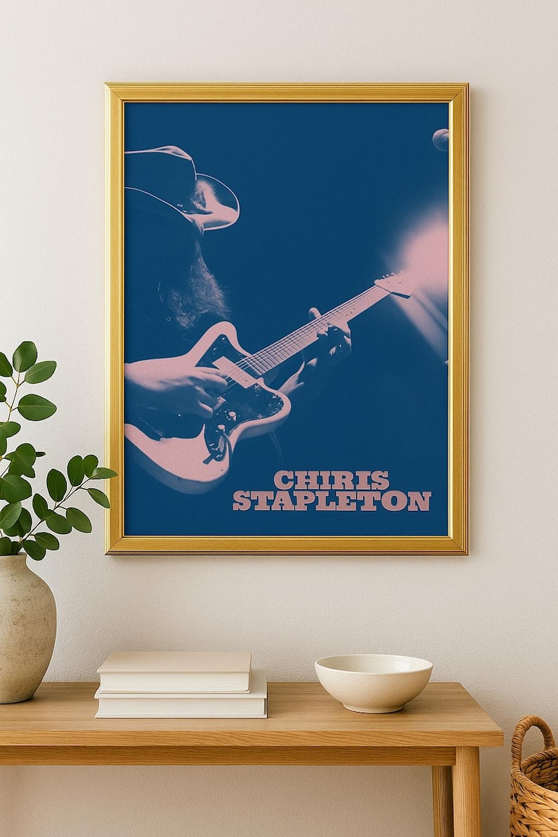 Chris Stapleton Print Poster Navy and Pink - Digital Download ...