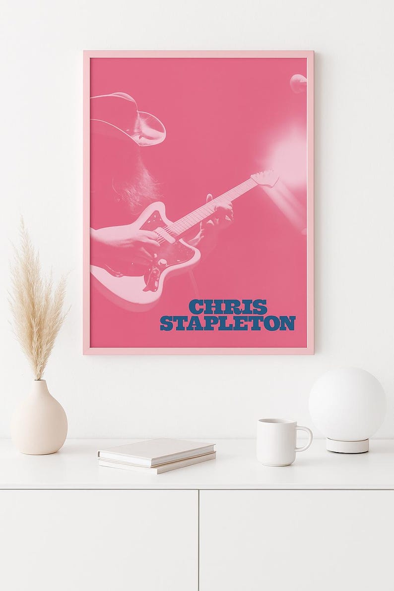 Chris Stapleton Poster, Pink and Navy, Digital Download, Instant ...