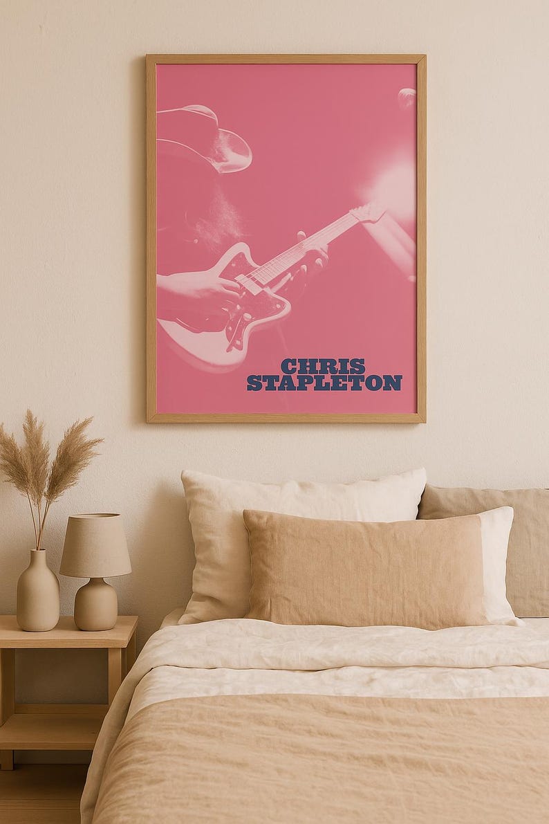 Chris Stapleton Poster, Pink and Navy, Digital Download, Instant ...