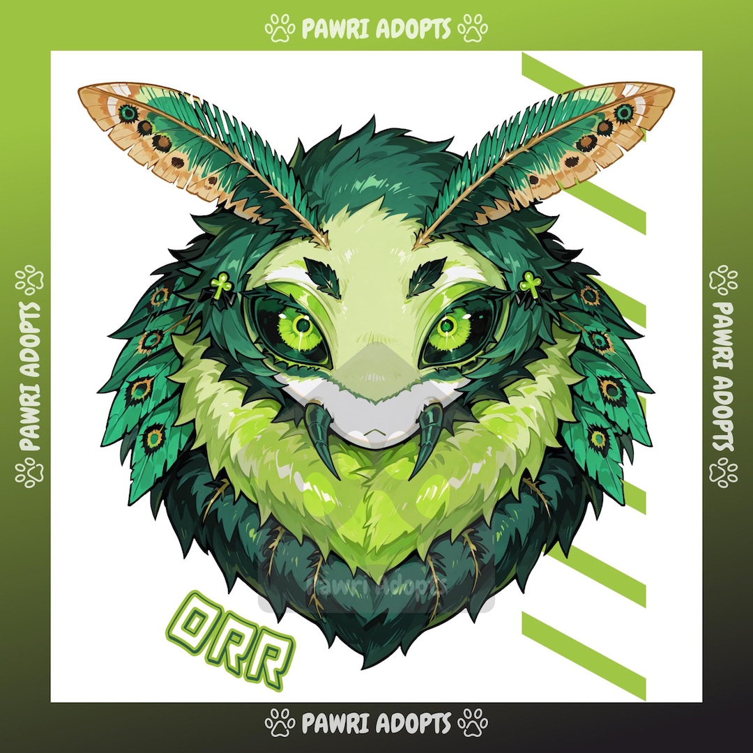 Moth Fursona Headshot – Green Insect OC Adopt (digital Download) - Etsy