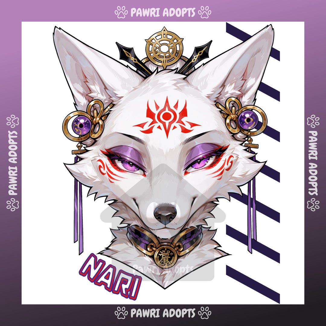 White Fox Fursona Headshot – Canine OC, Name Tag (transparent PNG) - Etsy