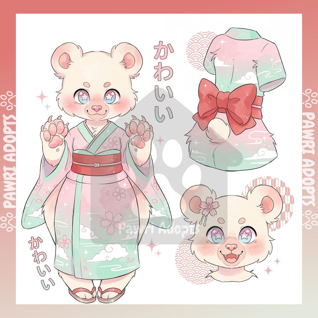 Adoptable Bear OC Reference Sheet – Digital Character Design- Cute ...