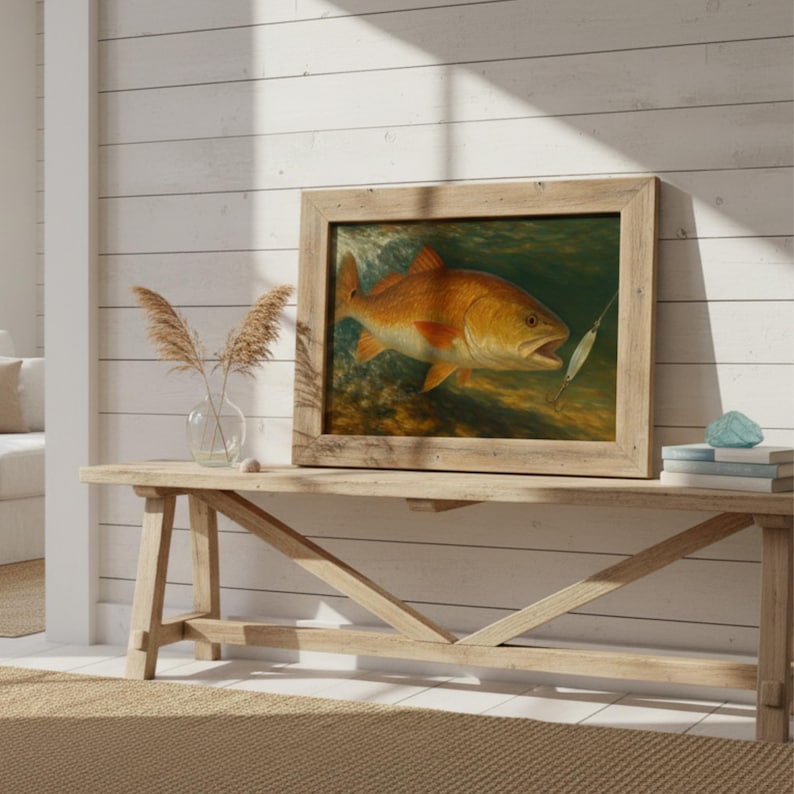 Redfish Watercolor Art Print: Vintage Coastal Fishing Decor - Etsy