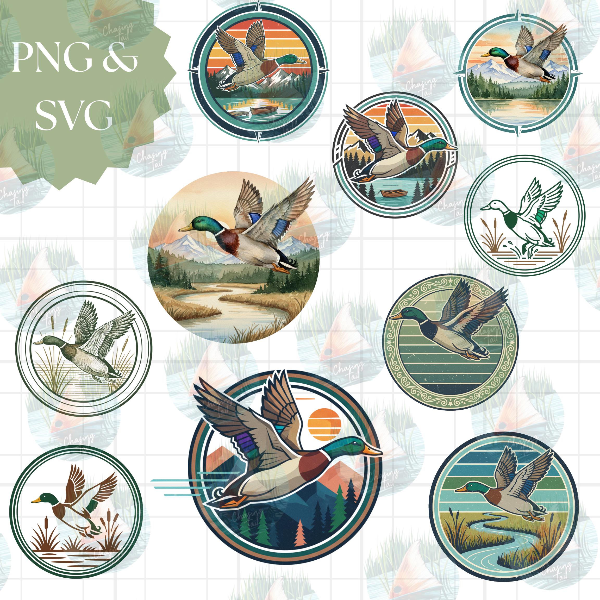 Mallard Duck Logo Bundle | Hunting Clipart, Outdoor Graphics (PNG, SVG ...