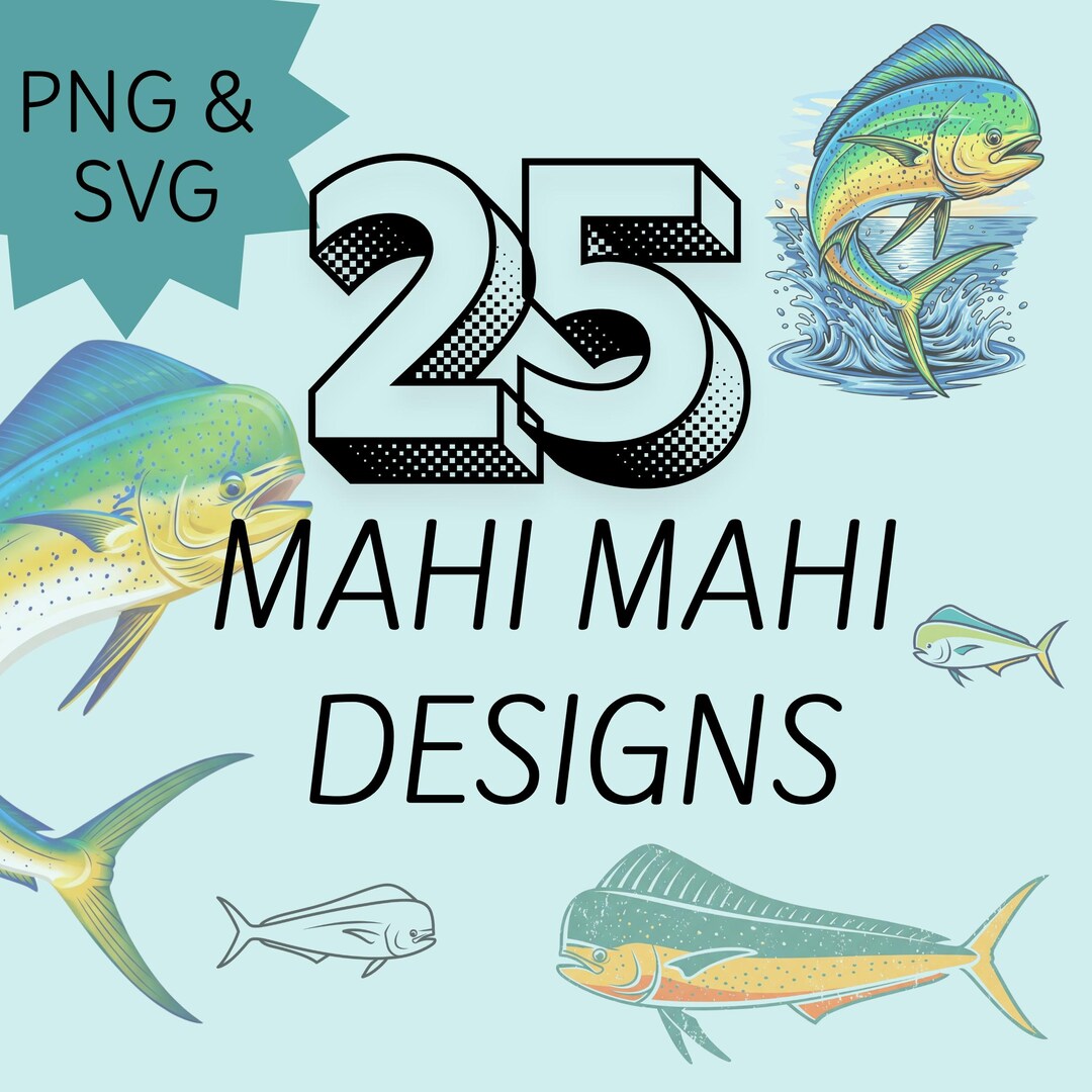 25 Mahi Mahi Fish Designs: Sportfishing PNG SVG Clipart (digital ...