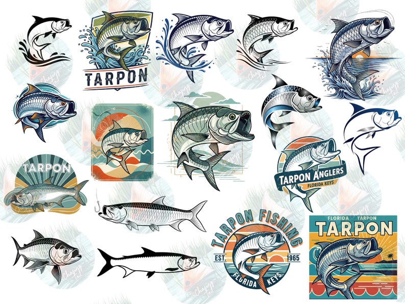 Inshore Fishing Designs: Redfish, Tarpon, Snook SVG PNG (digital ...