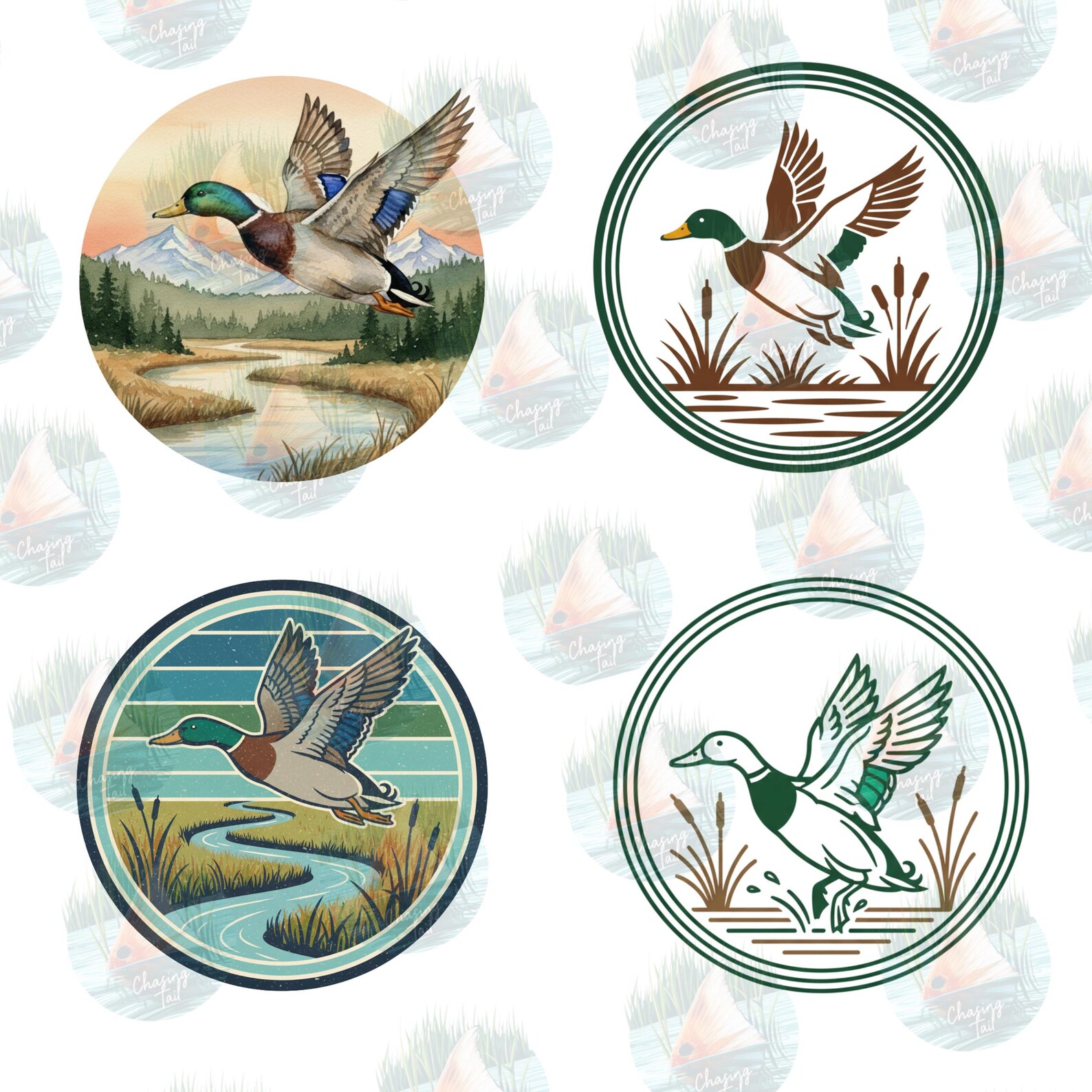 Mallard Duck Logo Bundle | Hunting Clipart, Outdoor Graphics (PNG, SVG ...
