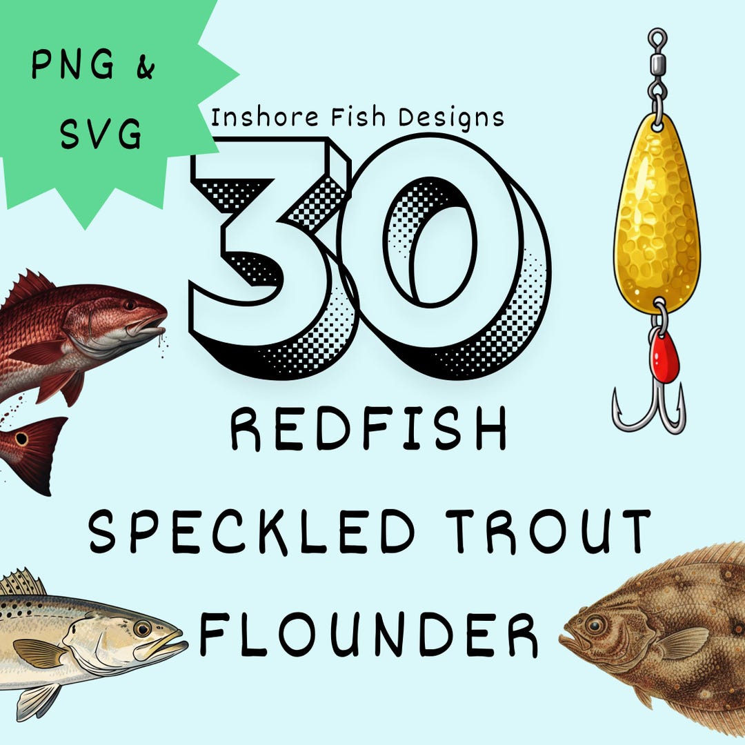 Inshore Fishing Designs: Redfish, Trout, Flounder PNG SVG Bundle - Etsy