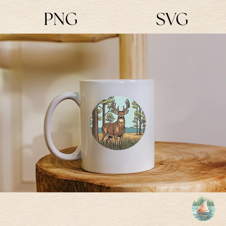 Vintage Buck Hunting Antlers Design: Rustic Deer PNG SVG (digital ...