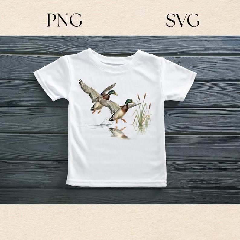 Watercolor Flying Mallards Clipart: Vintage Duck Hunting Design (SVG ...