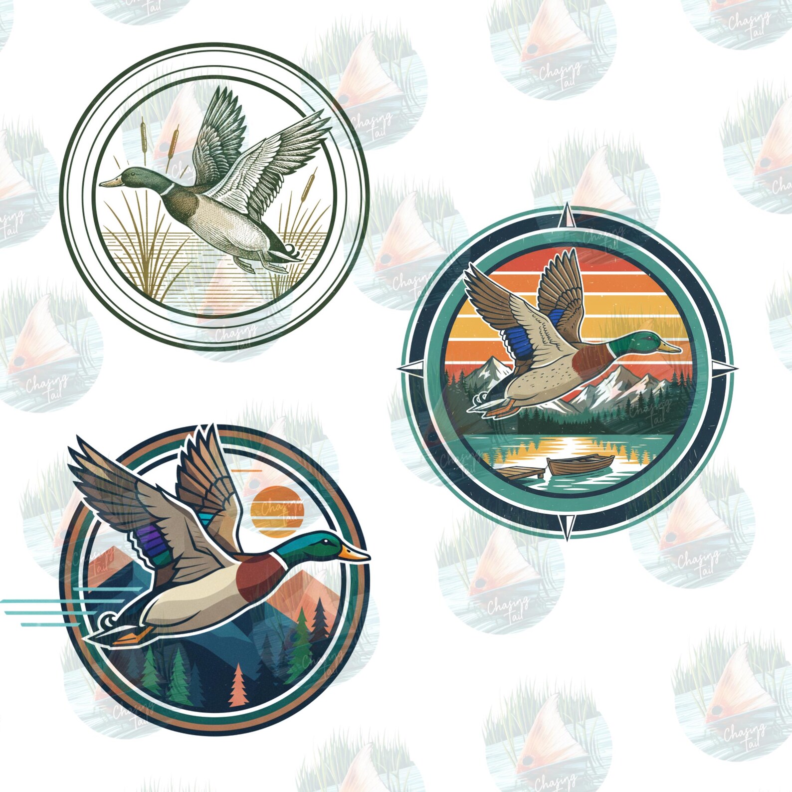 Mallard Duck Logo Bundle | Hunting Clipart, Outdoor Graphics (PNG, SVG ...