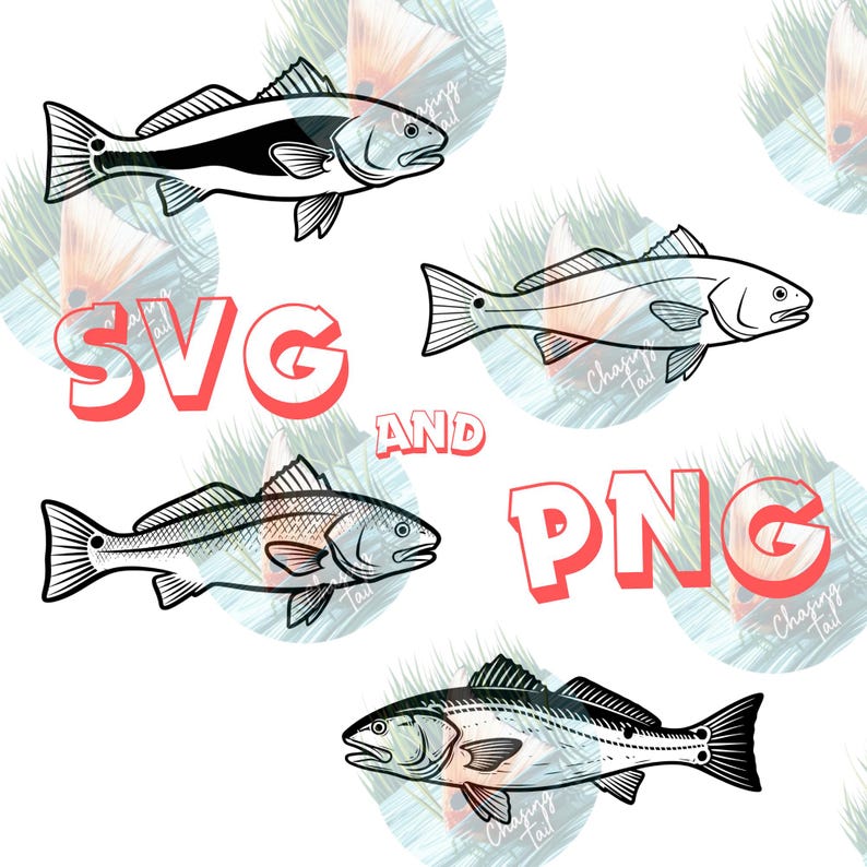 Redfish Silhouette SVG Bundle: Fishing Decal, Sportfish Clipart ...