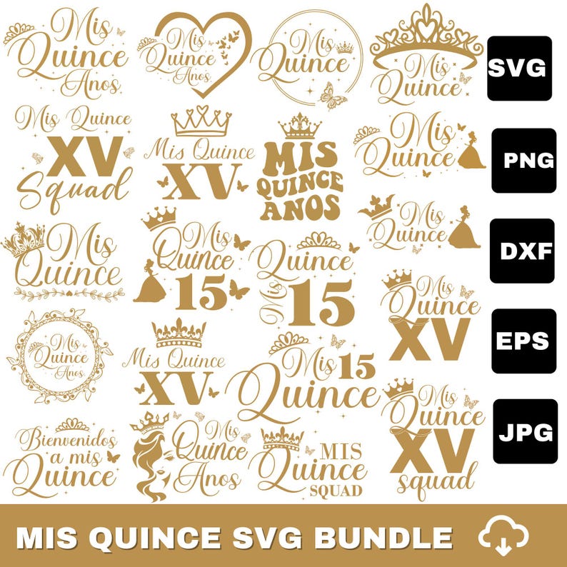 Mis Quince SVG Bundle | Quinceañera SVG Png for Cricut | 15th Birthday ...