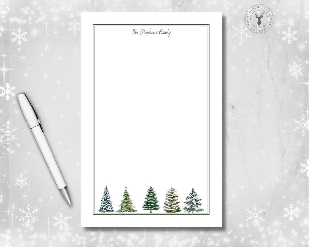 Frosted Pine Tree Design | Winter Notepads - Choose Your Size ...