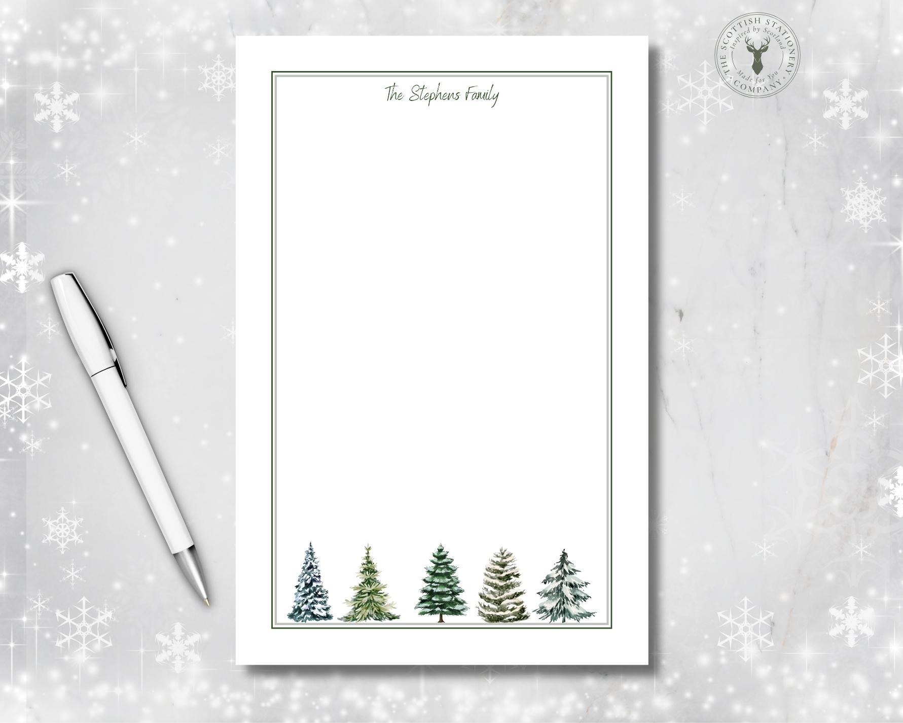 Frosted Pine Tree Design | Winter Notepads - Choose Your Size ...