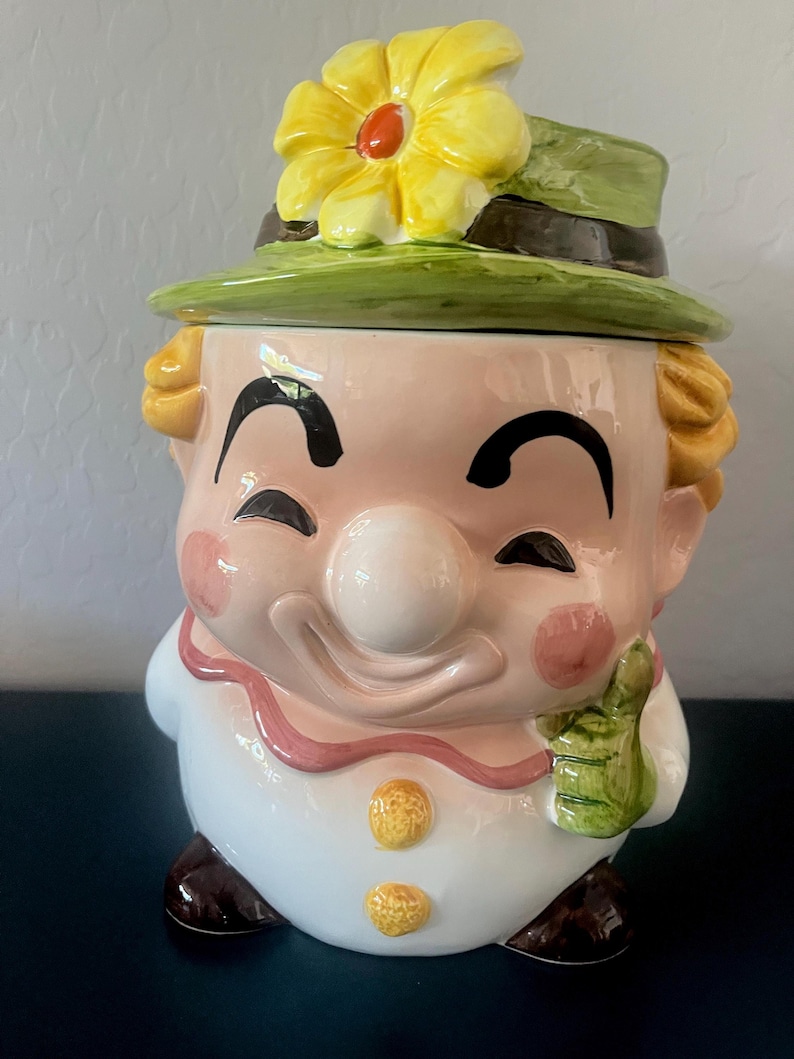 Vintage Irish Clown Character Cookie Jar, Ceramic, Retro Kitchen Decor, Carnival Circus ...