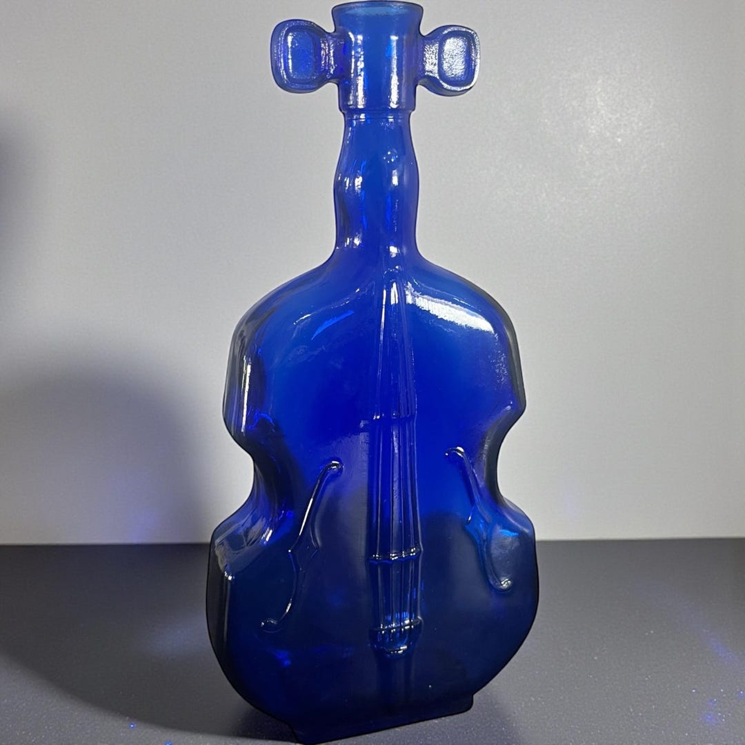 Cobalt Blue Violin Vase | Vintage Pressed Glass Music Decor - Etsy