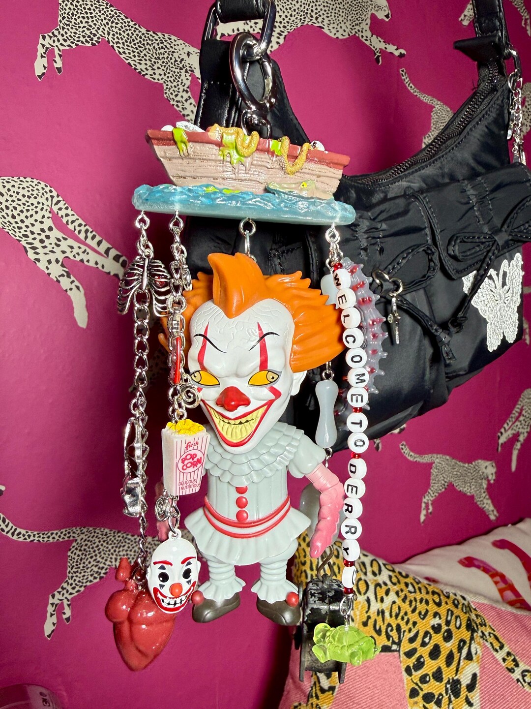 Welcome to Derry Pennywise Bag Charm | Stephen King IT Horror Hanger ...