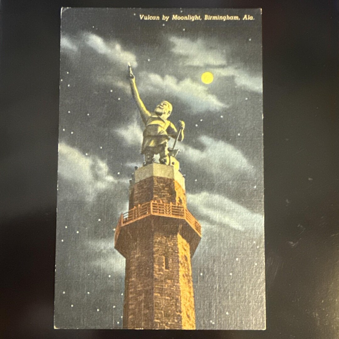 1955 Vulcan Statue by Moonlight, Birmingham, AL Vintage Postcard - Etsy