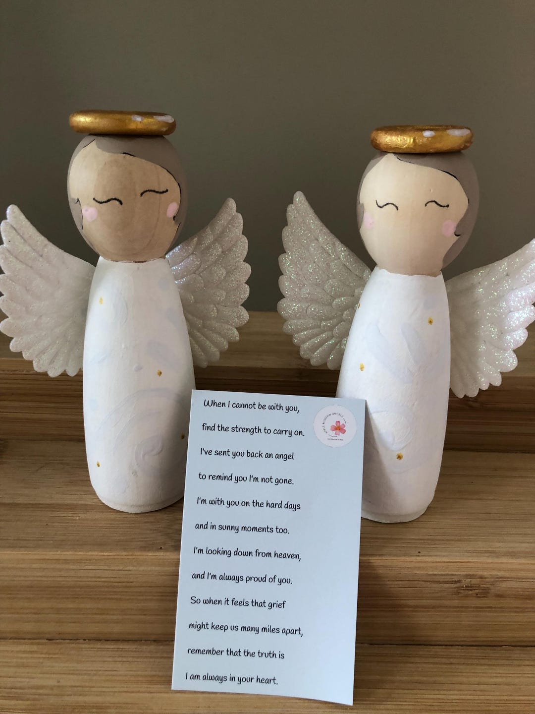 Hand -painted Wooden Grief Angels - Etsy
