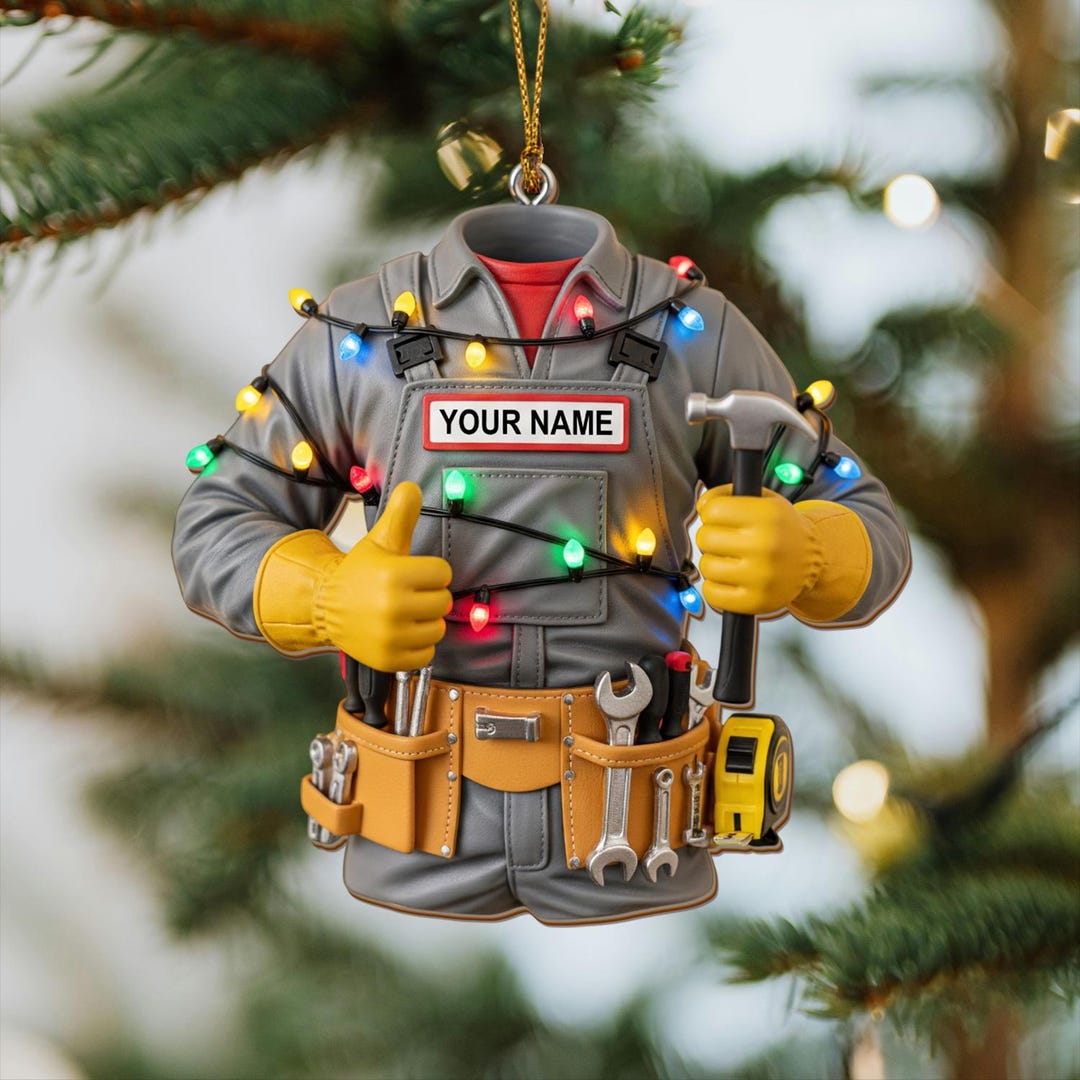 Personalized Carpenter Ornament, Carpenter Acrylic 2D Shape Flat ...