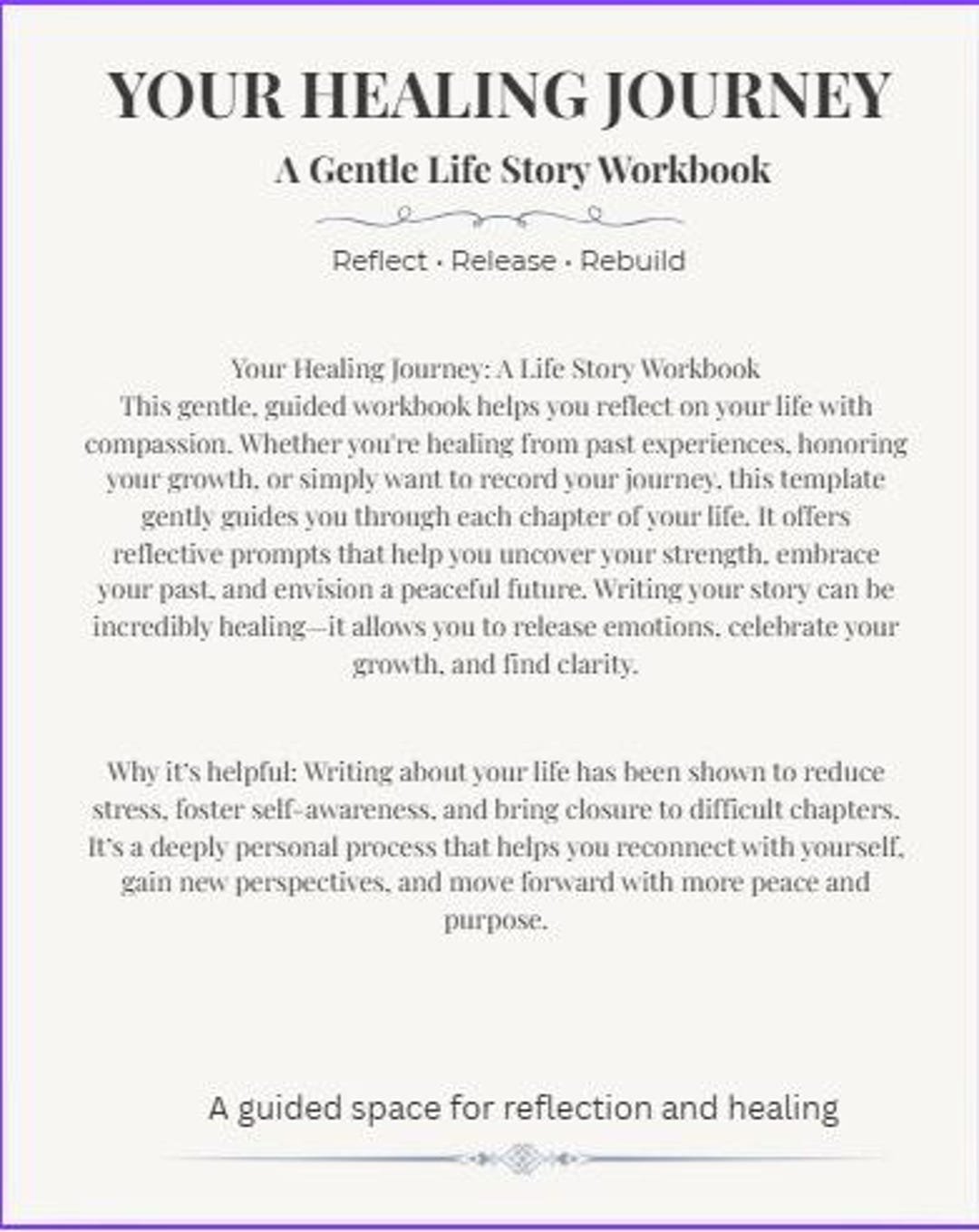 Your Healing Journey Workbook | Guided Life Story Journal | Healing ...