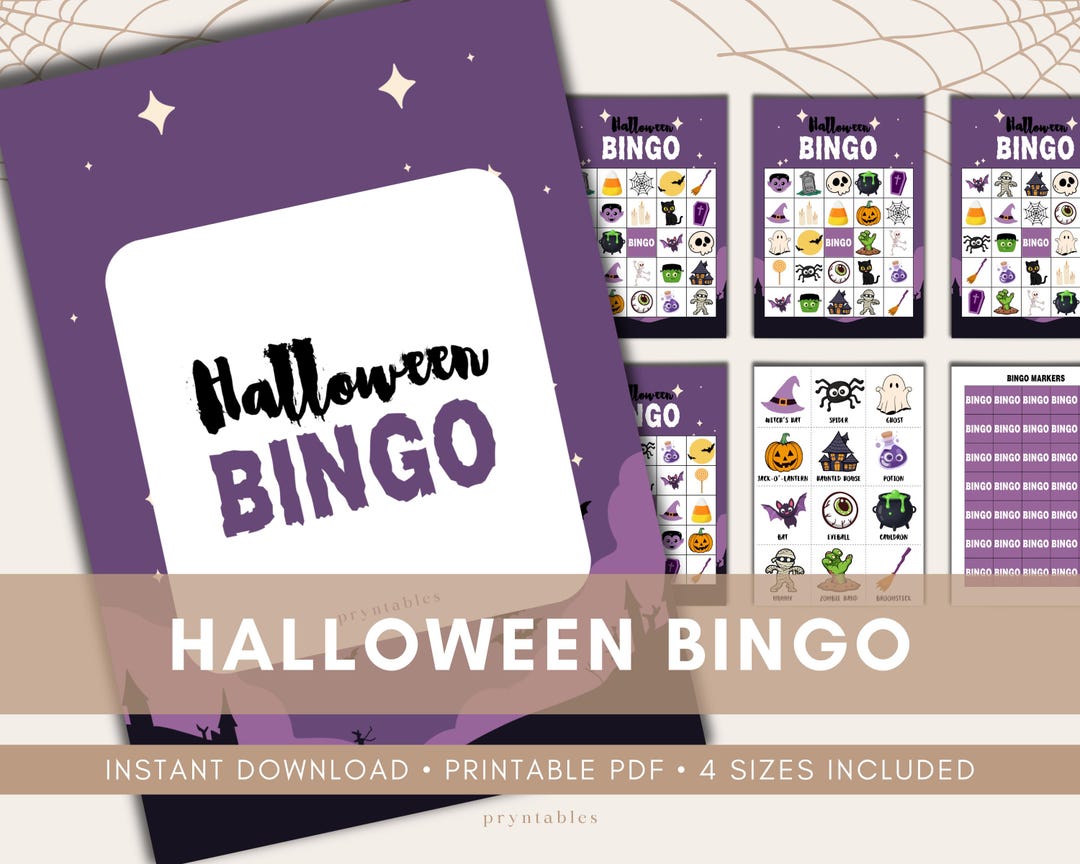 Halloween Bingo for Kids Printable Bingo Game Halloween Game Kit DIY ...