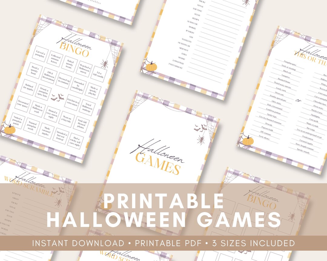 Halloween Games Printable Purple Gold Halloween Bingo Halloween Word ...