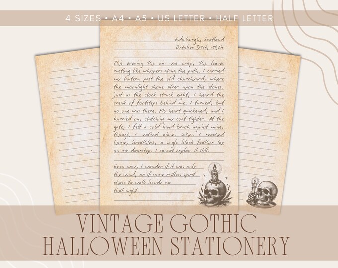 Printable Skull Stationery, Letter Writing Paper, Skeleton Writing ...