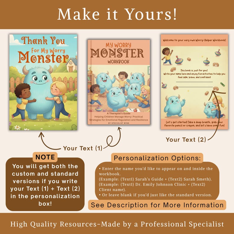 My Worry Monster Workbook for Kids: Anxiety Worksheets, Coping Skills ...