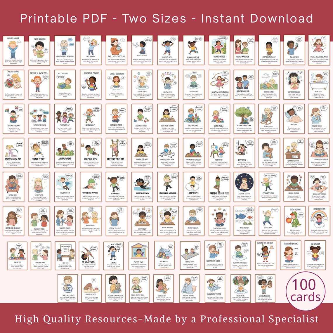 100 Coping Skills Flashcards for Kids – Mindfulness, Emotional ...