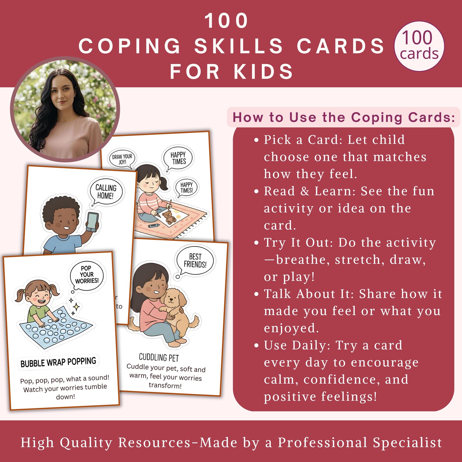 100 Coping Skills Flashcards for Kids – Mindfulness, Emotional ...