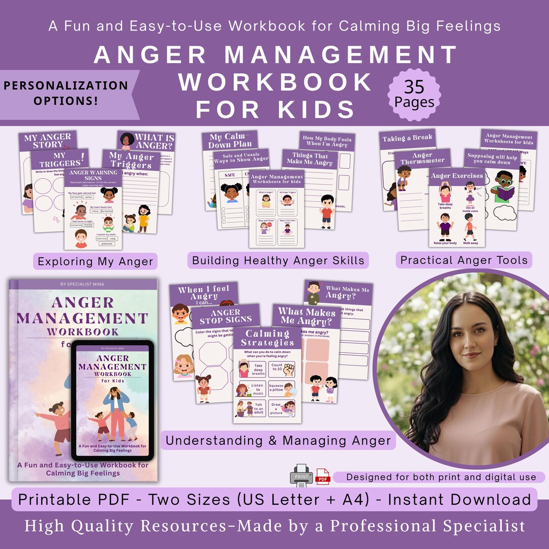 Anger Management Workbook for Kids | Emotional Regulation Activity Book ...
