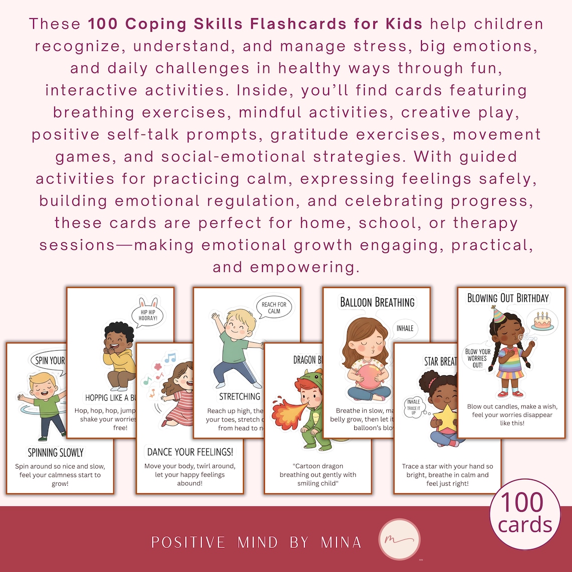 100 Coping Skills Flashcards for Kids – Mindfulness, Emotional ...