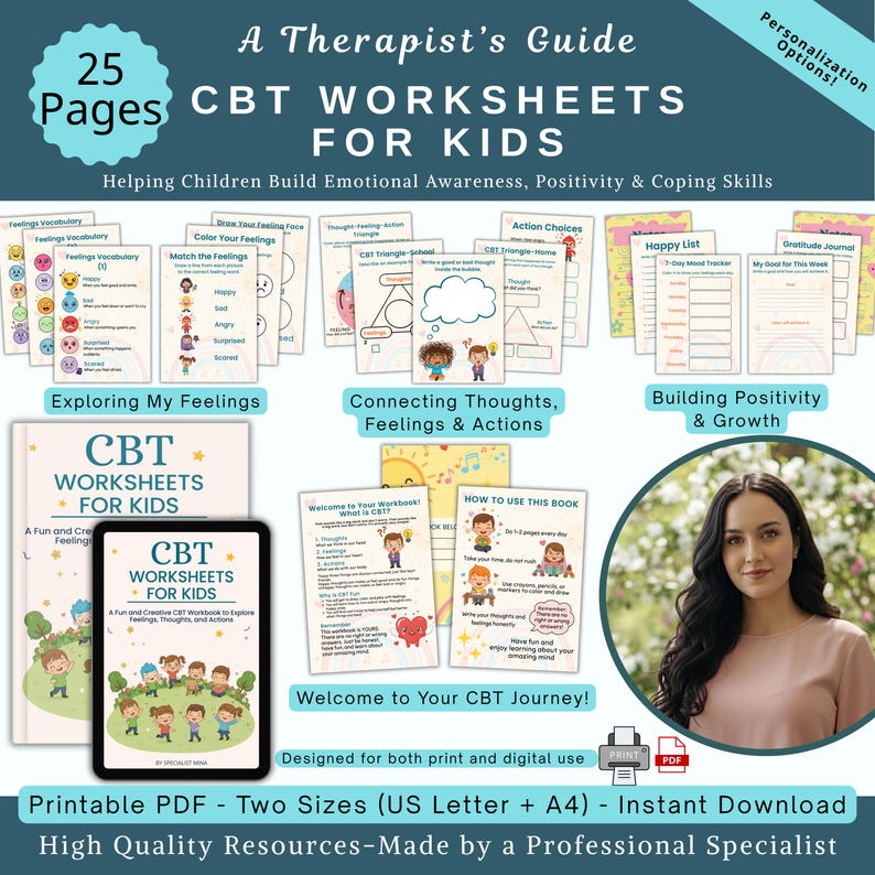 CBT Worksheets for Kids: Emotional Regulation & Coping Skills Workbook ...
