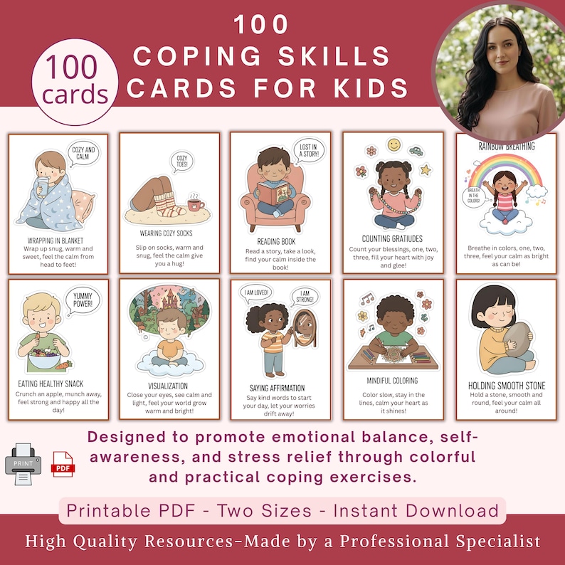 100 Coping Skills Flashcards for Kids – Mindfulness, Emotional ...