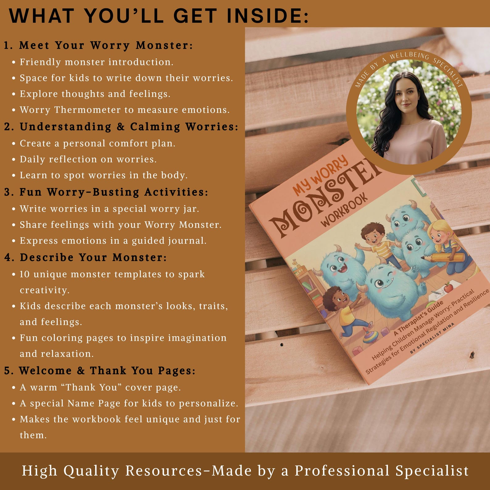 My Worry Monster Workbook for Kids: Anxiety Worksheets, Coping Skills ...