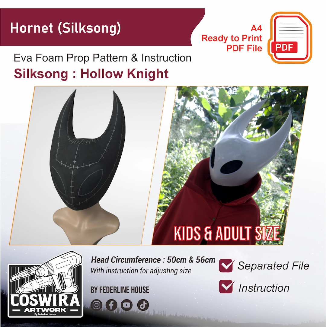 Hornet (silksong) Helmet Mask Template + Video – EVA Foam Pattern ...