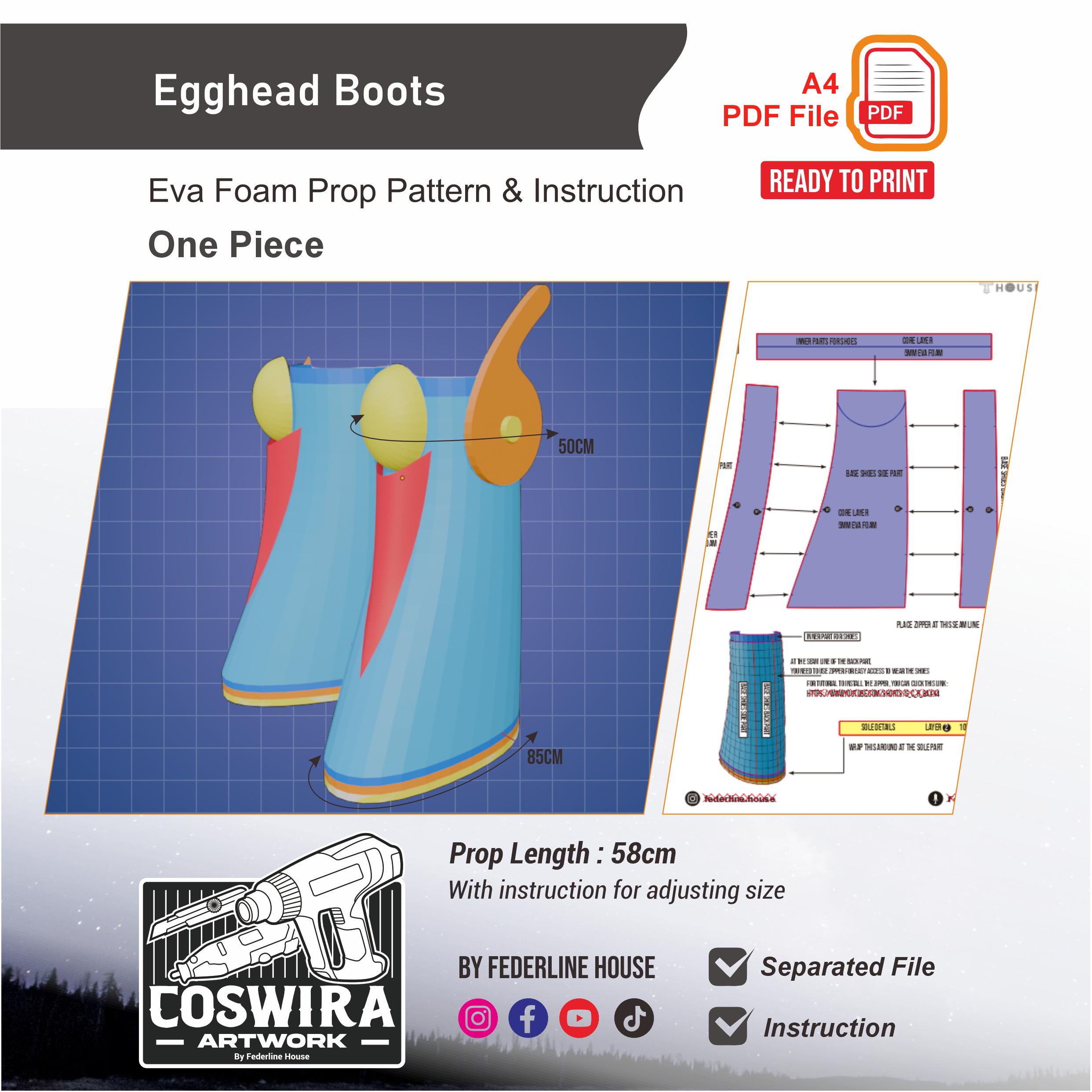 Egghead Arc Boots EVA Foam Pattern PDF – One Piece Inspired Cosplay ...