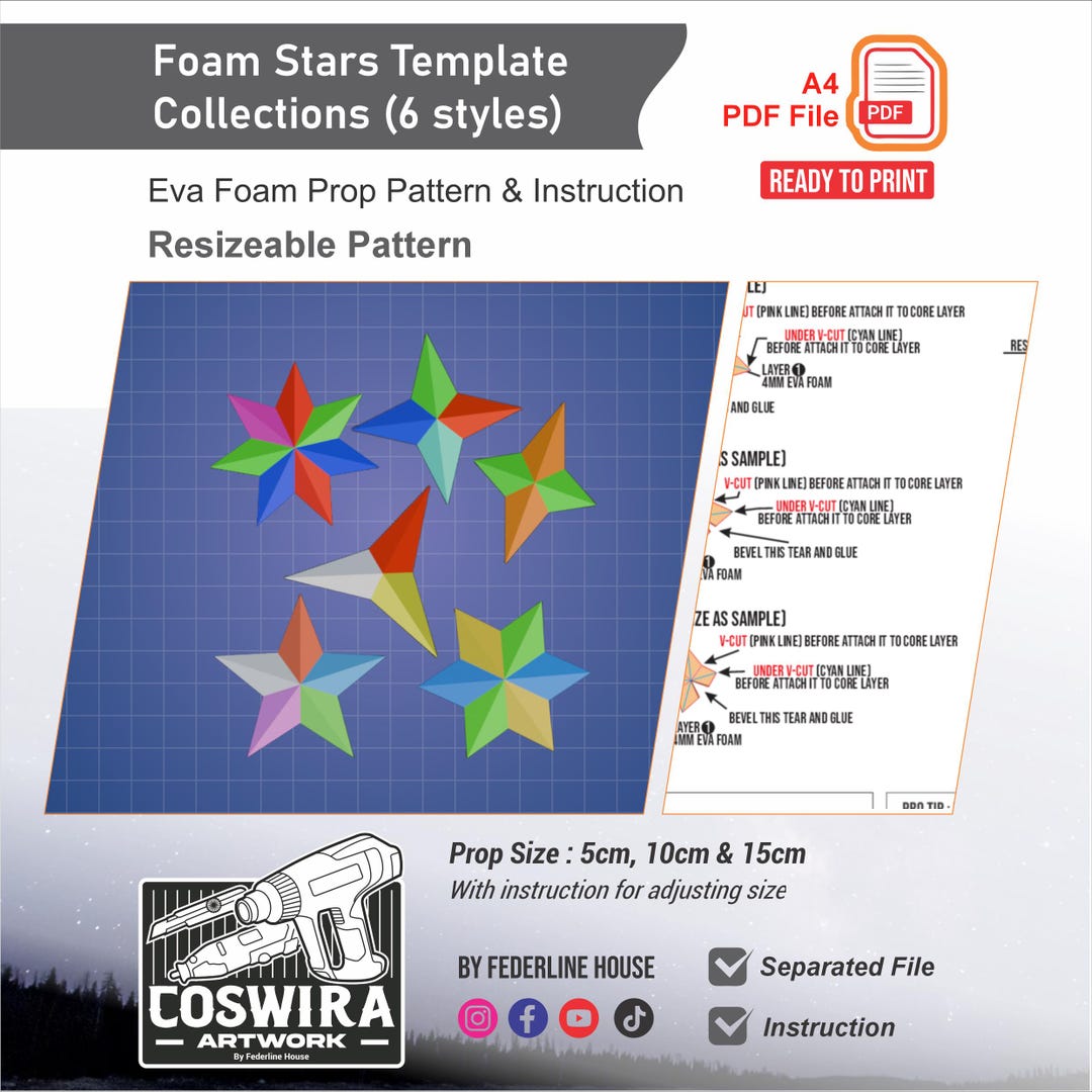 Foam Star Prop Pattern Template – EVA Foam Pattern for Cosplay & DIY ...