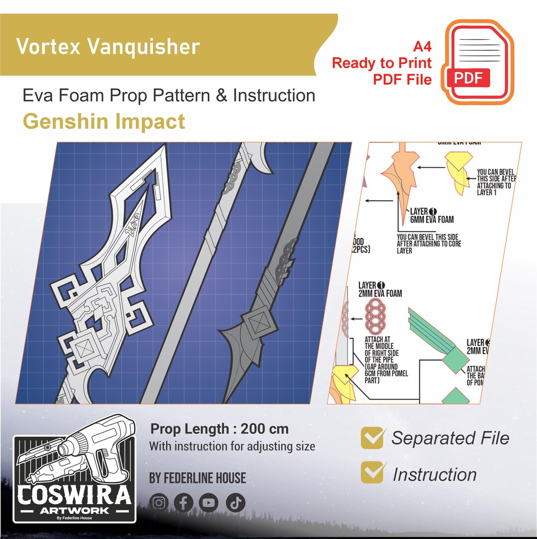 Vortex Vanquisher Prop Pattern Template – EVA Foam Pattern for Cosplay ...